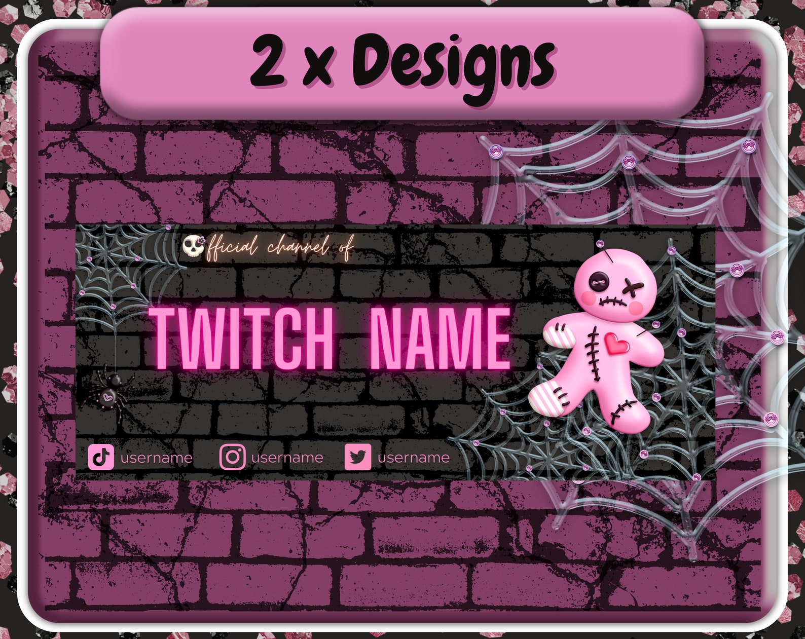 Twitch Banner Commission Gothic Twitch Banner Custom Pastel Goth Stream ...