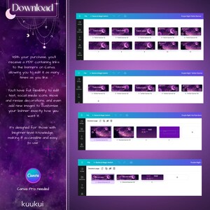 Purple Moon Twitter and Twitch Banner. Personalized Stream Banner, Dark Night Theme. Youtube and ...