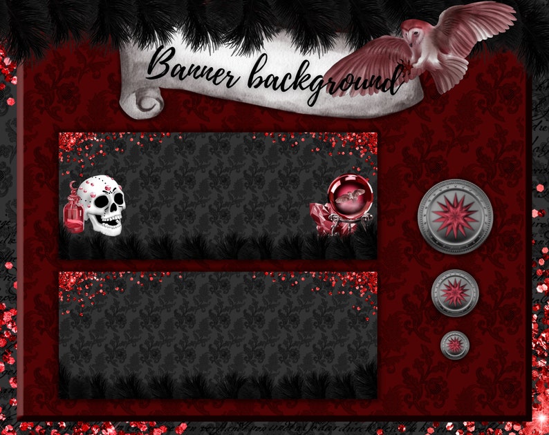 Red Witch Twitch Overlay Pack | Goth Vampire Stream Overlay. Halloween ...