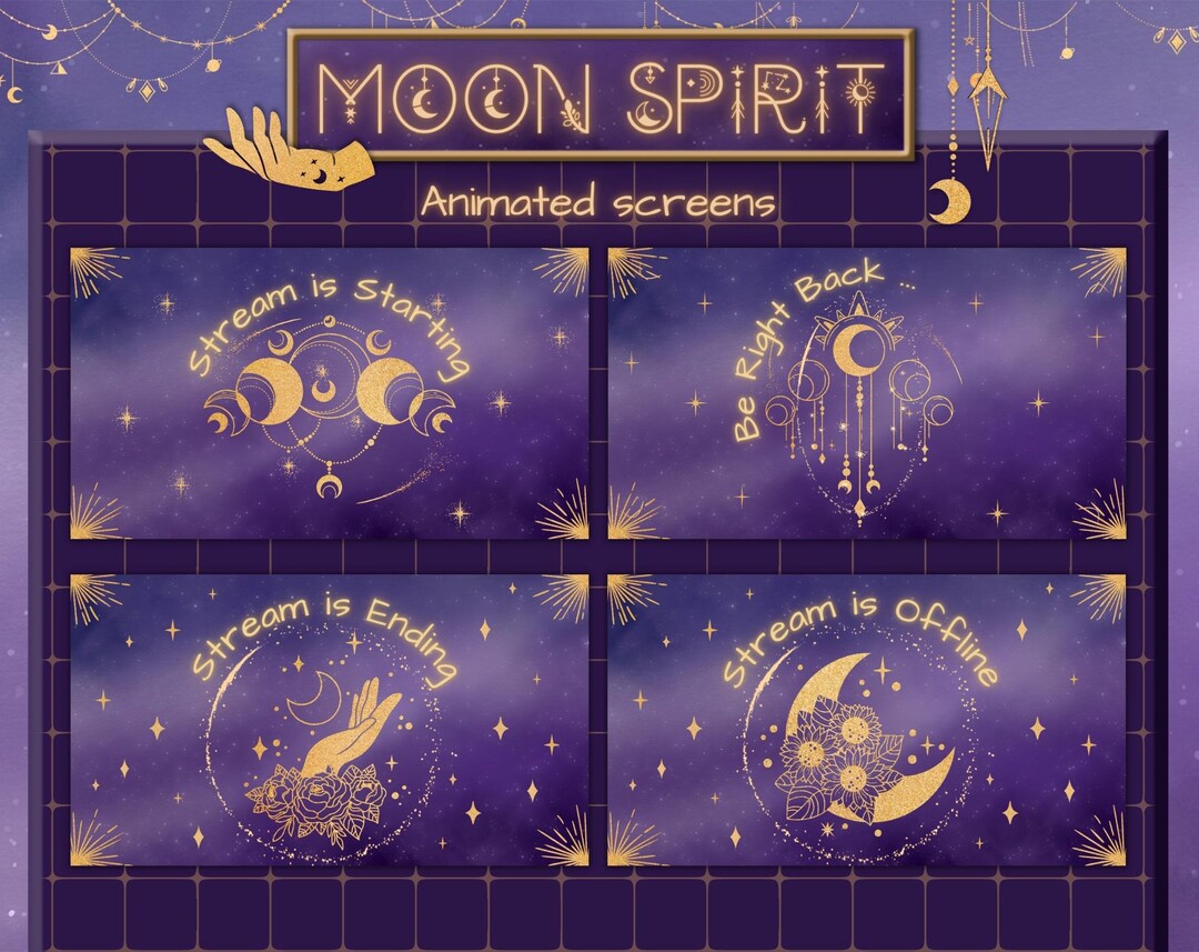 Purple Moon Starting Soon Screen for Twitch. Celestial Stream Animated ...