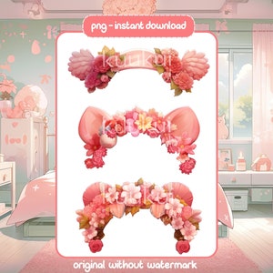 Vtuber Pink Flower Headband. Pngtuber Tropical Headband. Vtuber Assets ...