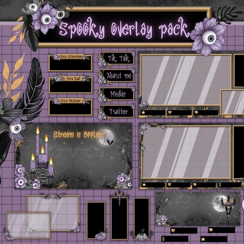 Purple Goth Twitch Overlay Pack Gothic Stream Package. - Etsy