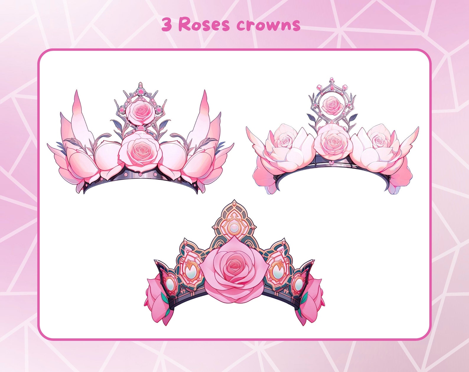 Vtuber Pink Roses Crowns. Pngtuber Headbands for Twitch. Vtuber Assets ...