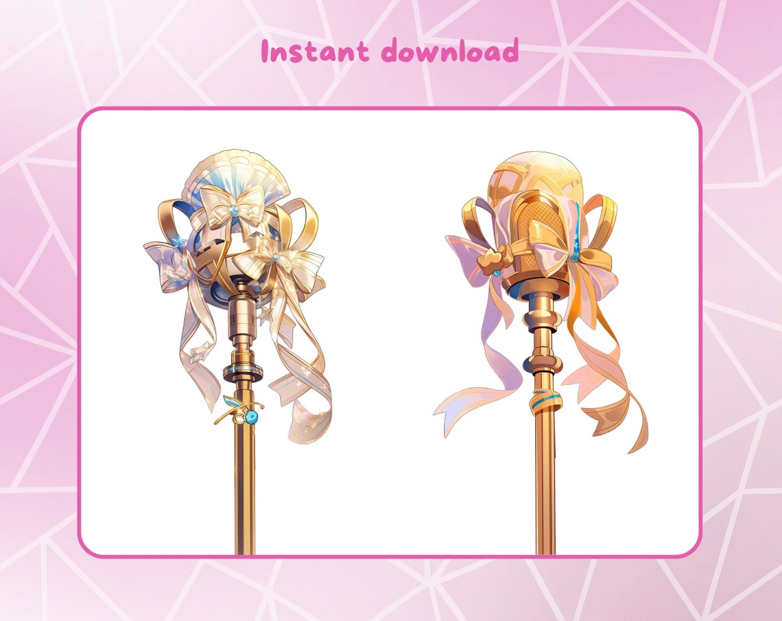 Vtuber Gold Microphones. Pngtuber Asset, Fantasy Mic for Twitch. - Etsy