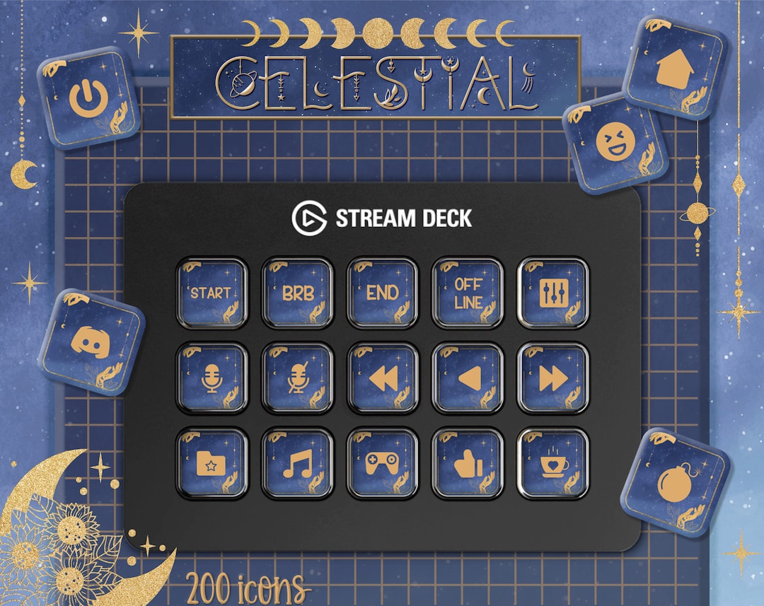 Celestial Stream Deck Icons Set + Screensavers. 200 Blue Icon Pack for ...