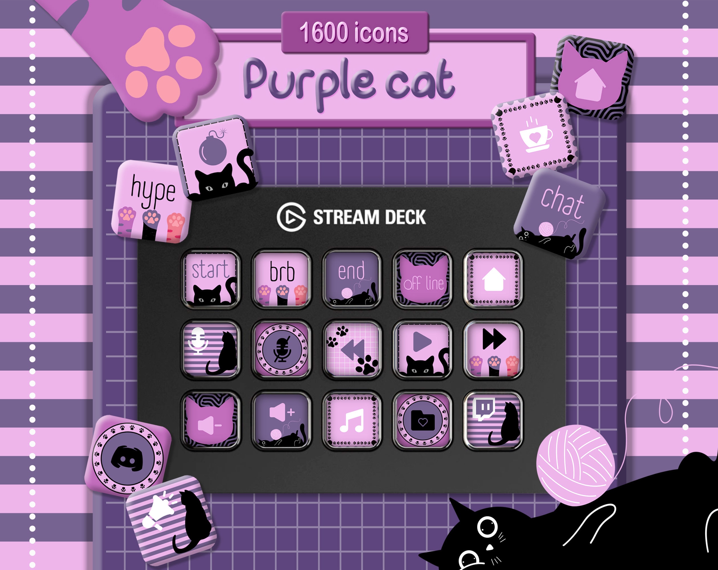 Purple Cat Stream Deck Icons MEGAPACK. 1600 Cute Icons for Elgato Streamdeck. - Etsy