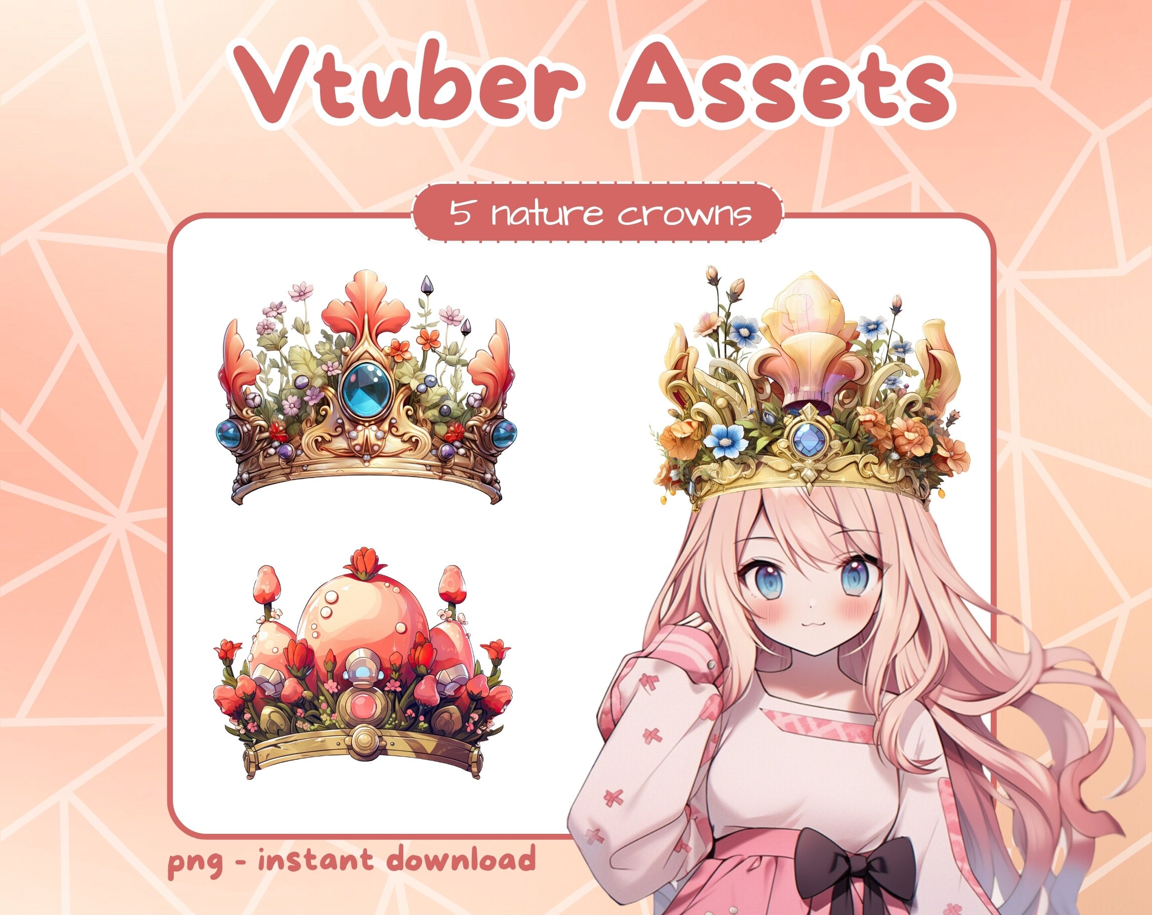 Vtuber Flower Crowns. Vtuber Assets for Twitch. Pngtuber Items. - Etsy
