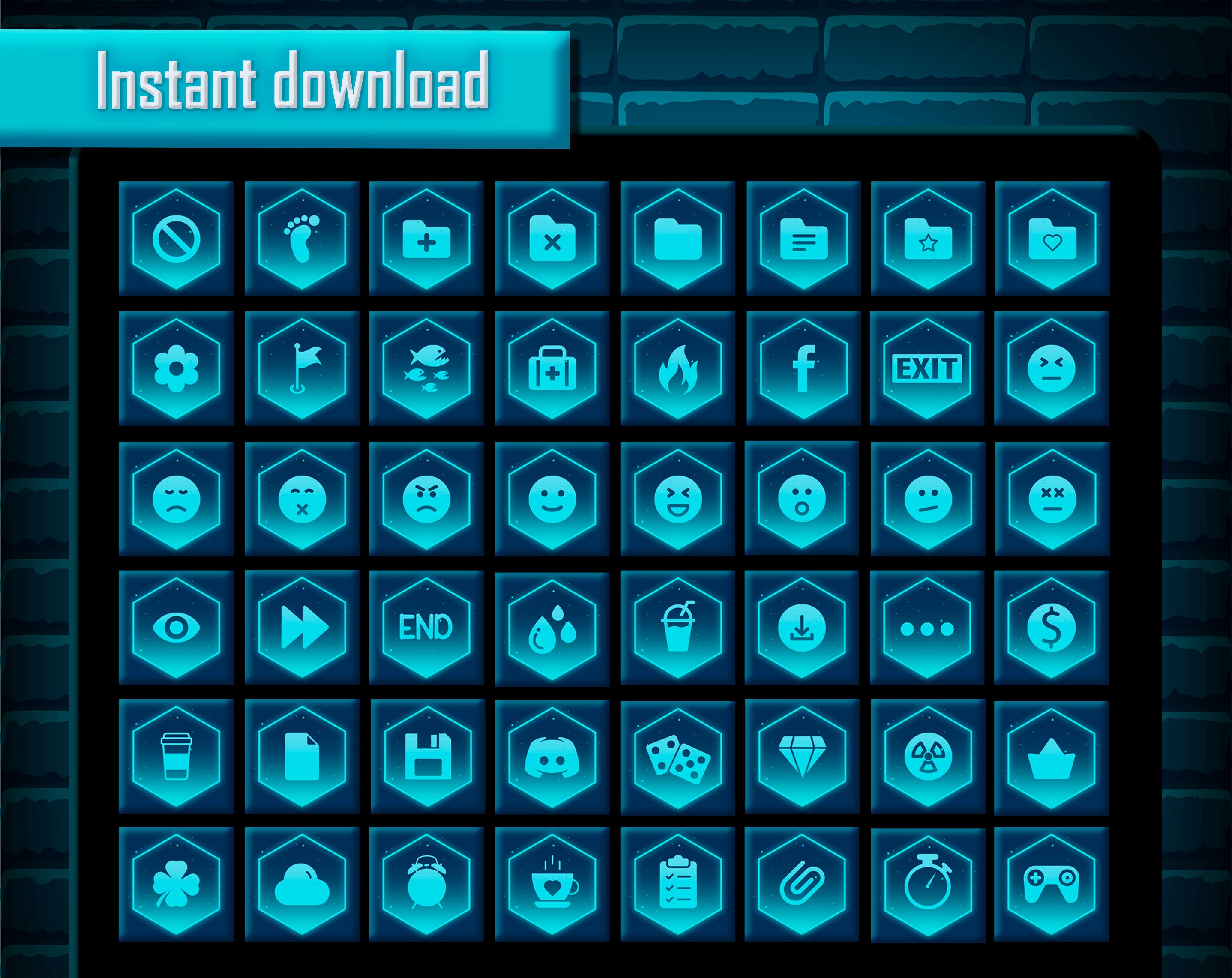 Blue Neon Stream Deck Icons Set Screensavers. 200 Neon Icon Pack for ...