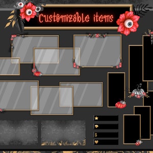 Spooky Twitch Overlay Package, Creepy Stream Package Black & Red ...