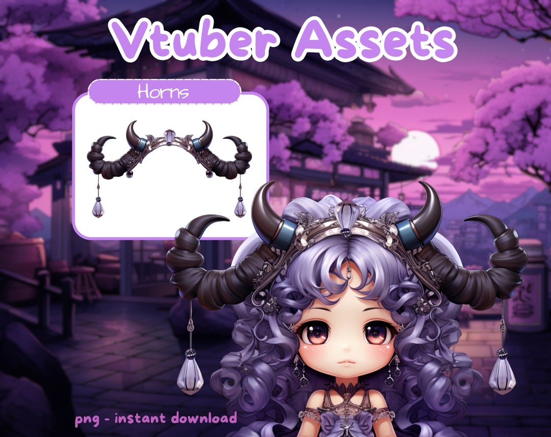 Vtuber Horn. Pngtuber Headasset for Twitch. Vtuber Goth Outfit Items ...