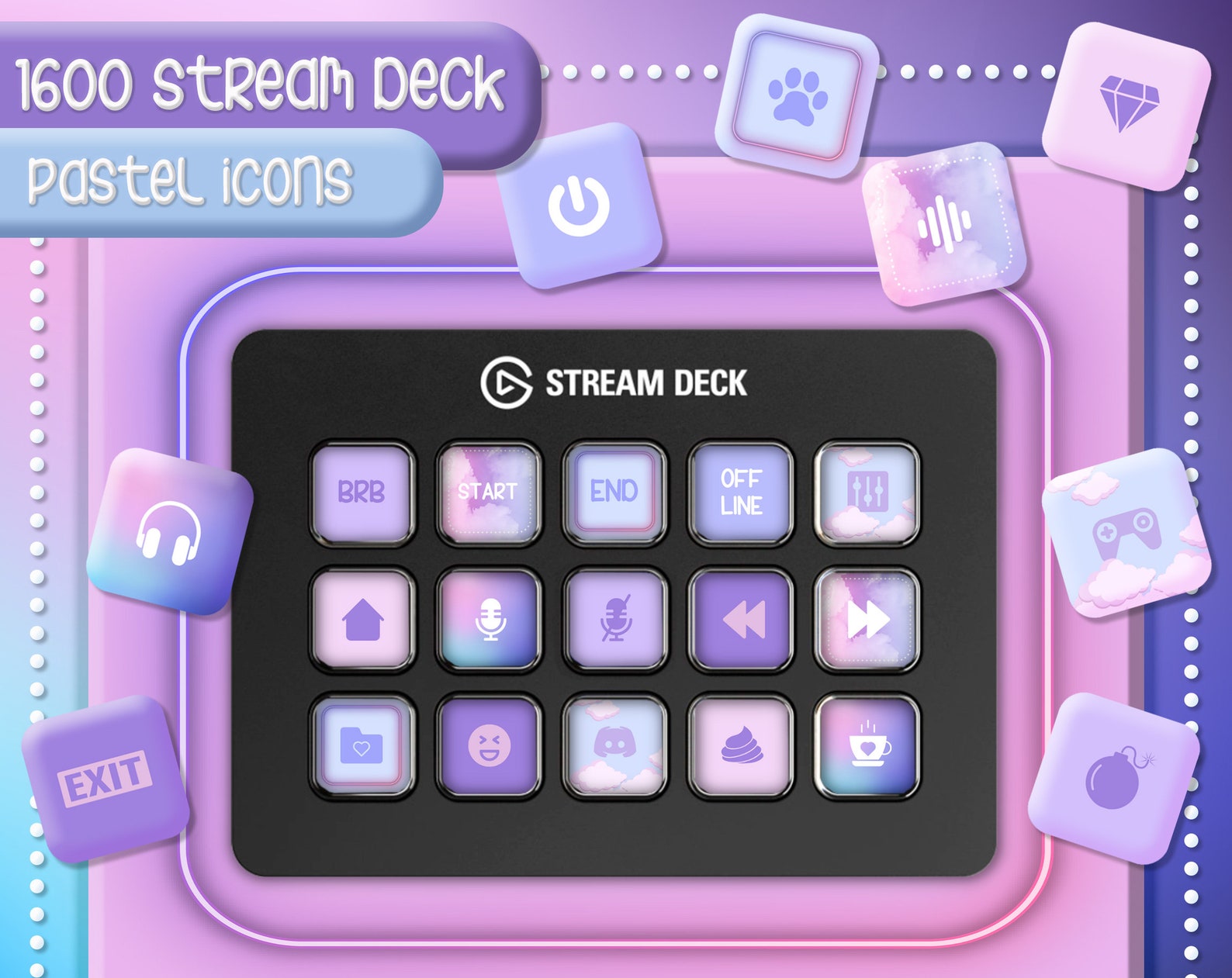 Pastel Stream Deck Icons Set + Screensavers. 1600 Pastel Icon Pack for ...