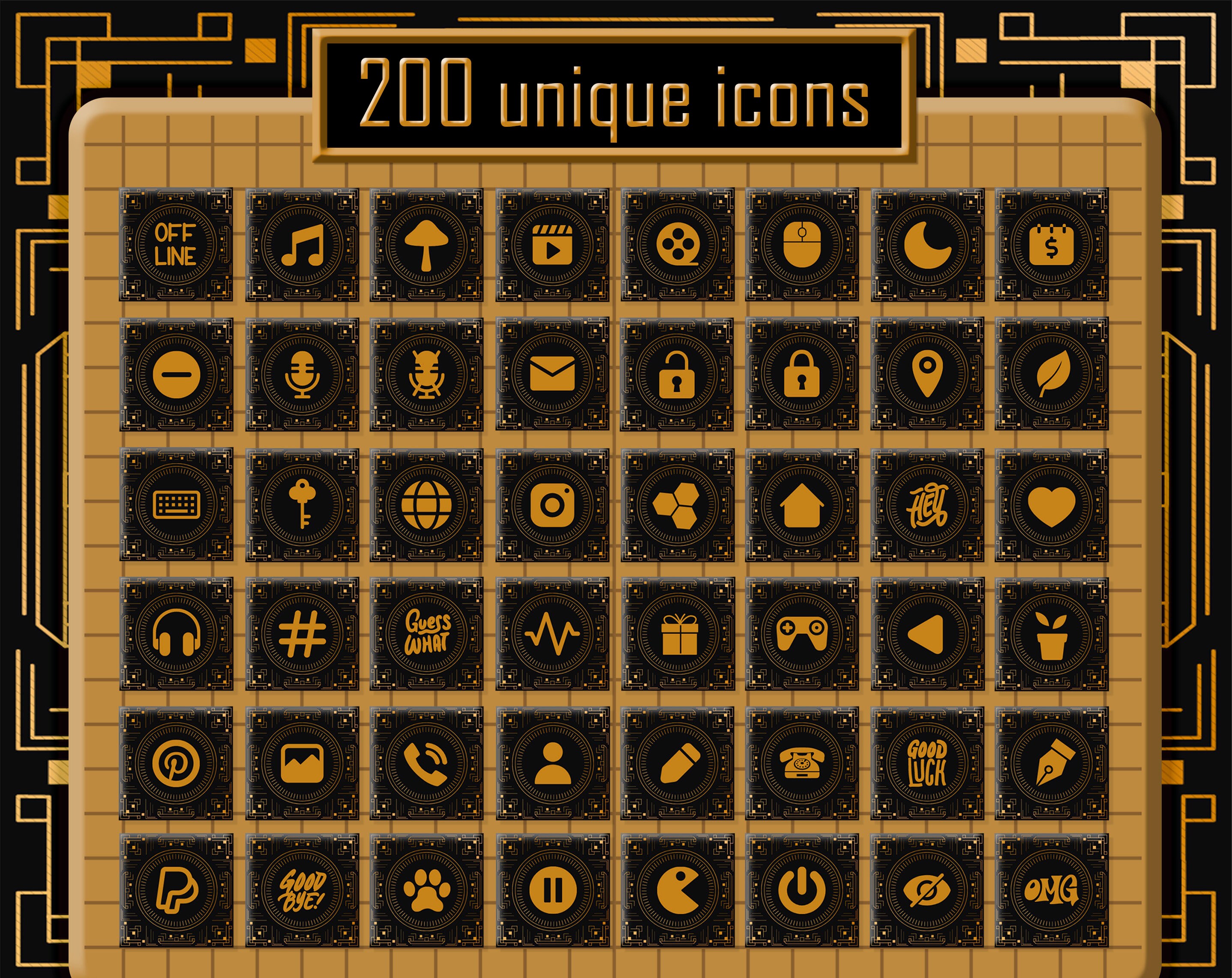 Stream Deck Icons Set Screensavers. 200 Black and Gold Icon Pack for ...