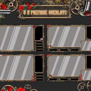 Steampunk Twitch Overlay, Vintage Twitch Pack With Red Roses. - Etsy