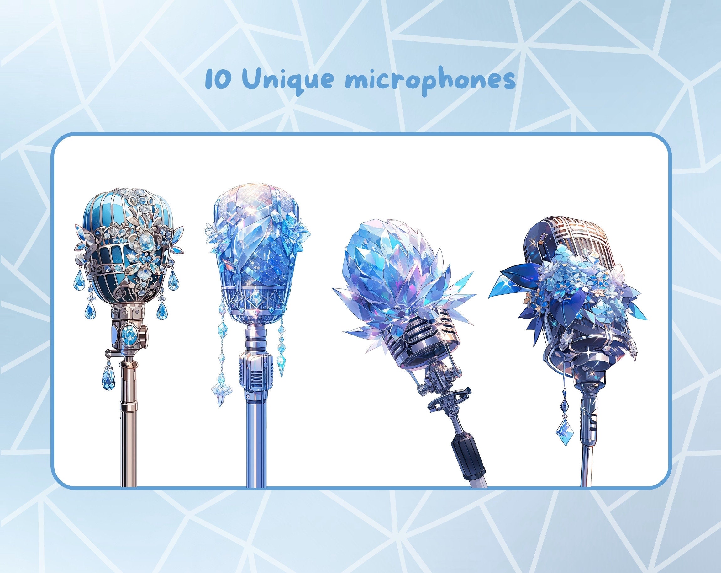 Vtuber Crystal Microphones. Pngtuber Fantasy Asset, Diamond Blue Mic ...