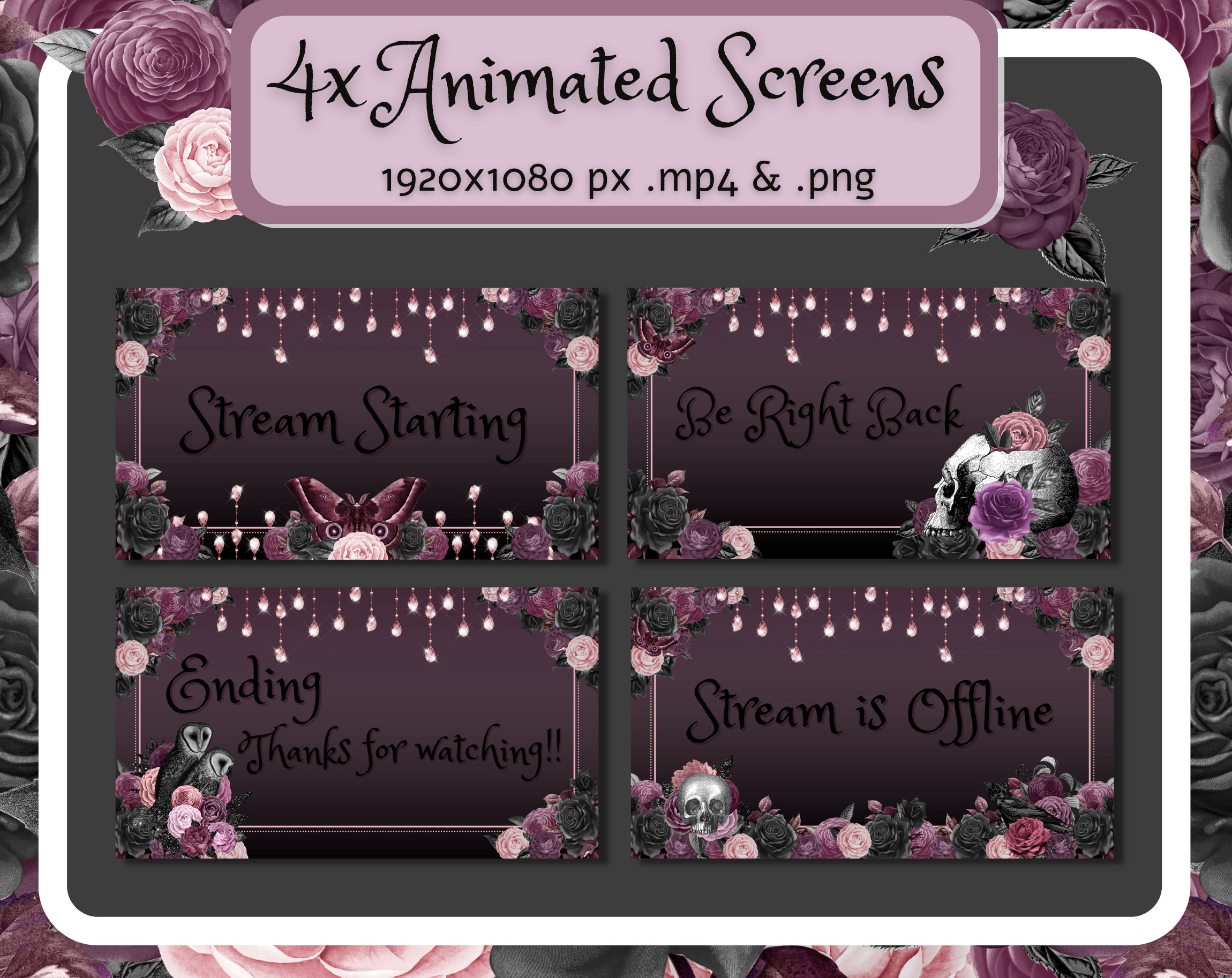 Goth Twitch Overlay Package Horror Stream Overlay - Etsy Canada