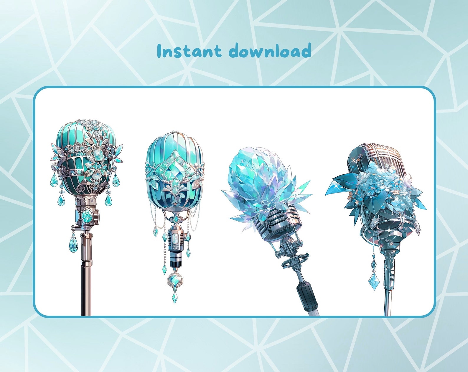 Vtuber Crystal Microphones. Pngtuber Fantasy Asset, Turquoise Mic for ...