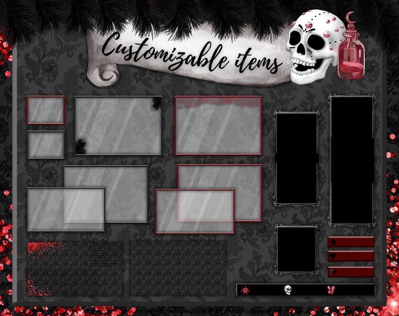 Red Witch Twitch Overlay Pack Goth Vampire Stream Overlay. - Etsy