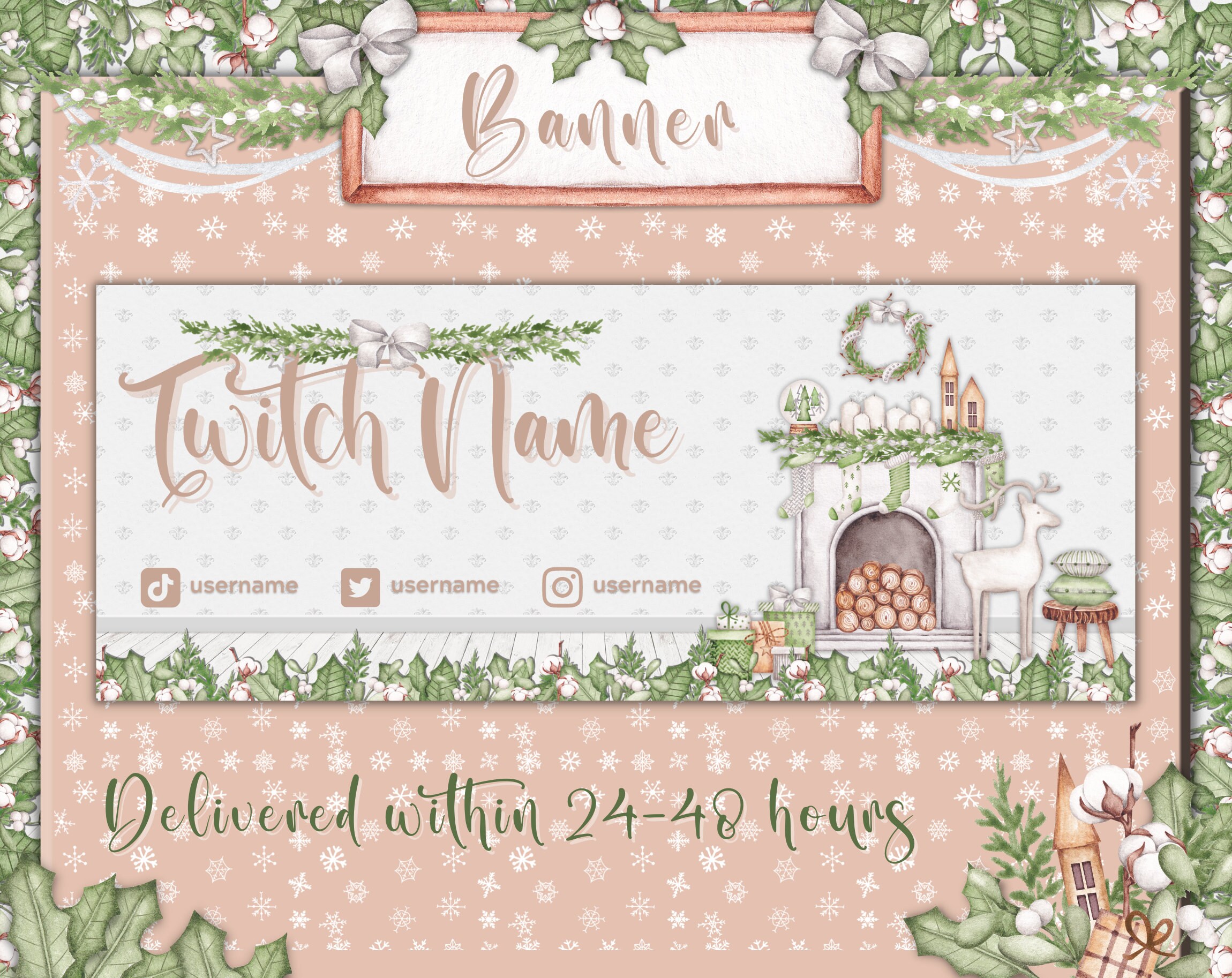 Christmas Twitch Banner Commission Christmas Custom Banner for Twitch ...