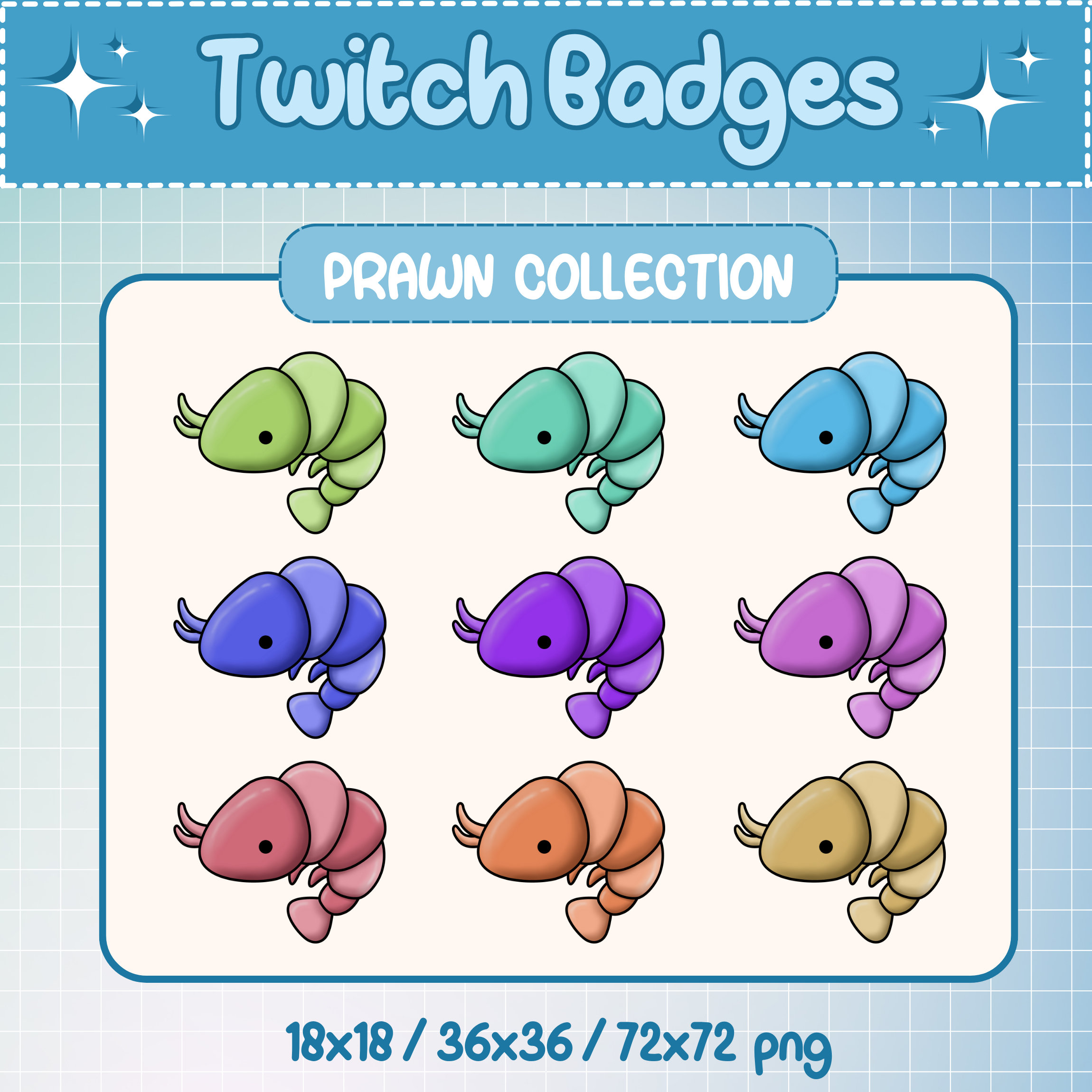 Prawn Twitch Sub Badges. Sea Bit Badges. Ocean Emote - Etsy