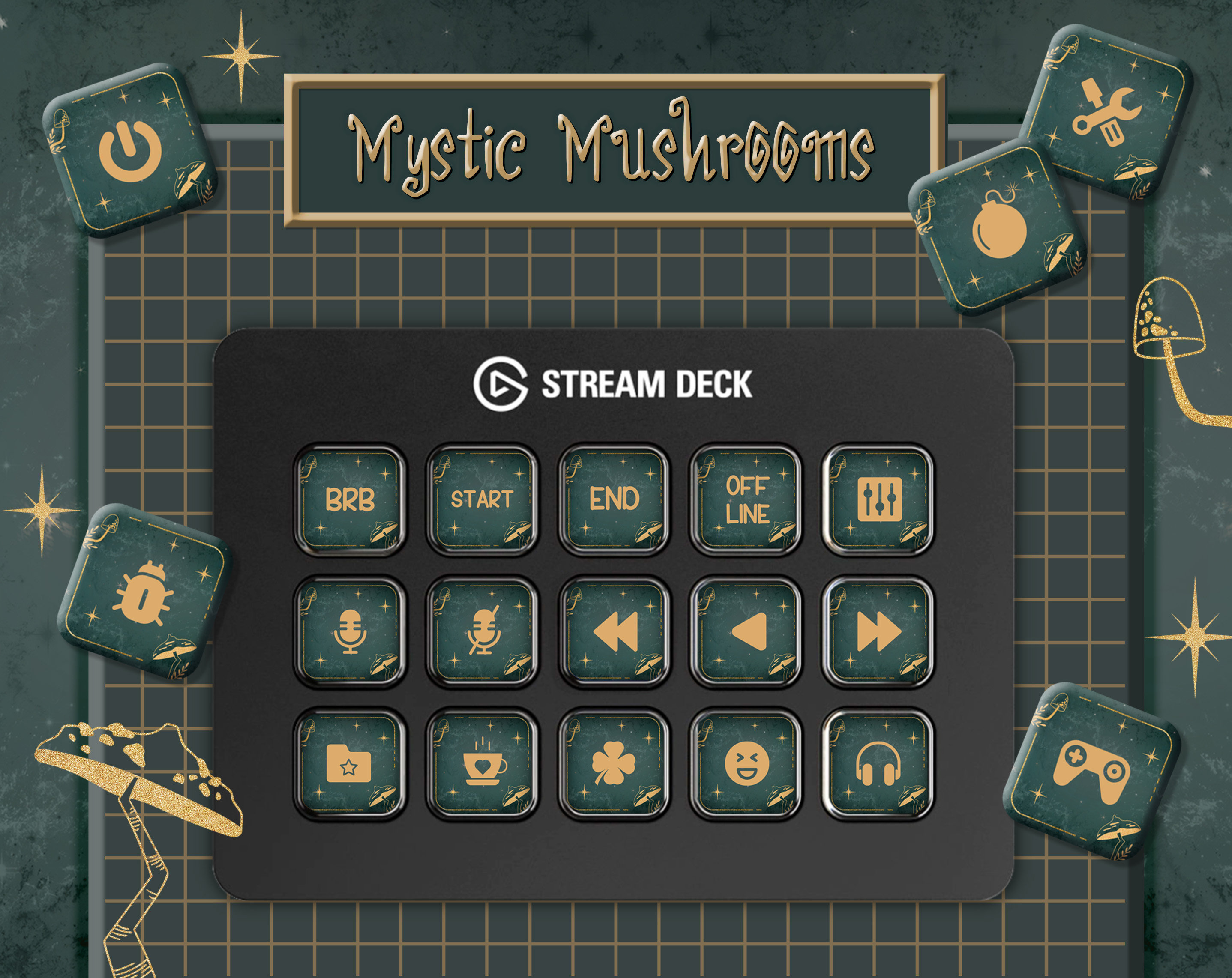 Green Stream Deck Icons Set for Elgato. 200 Mystic Mushroom Icons for Streamdeck. - Etsy