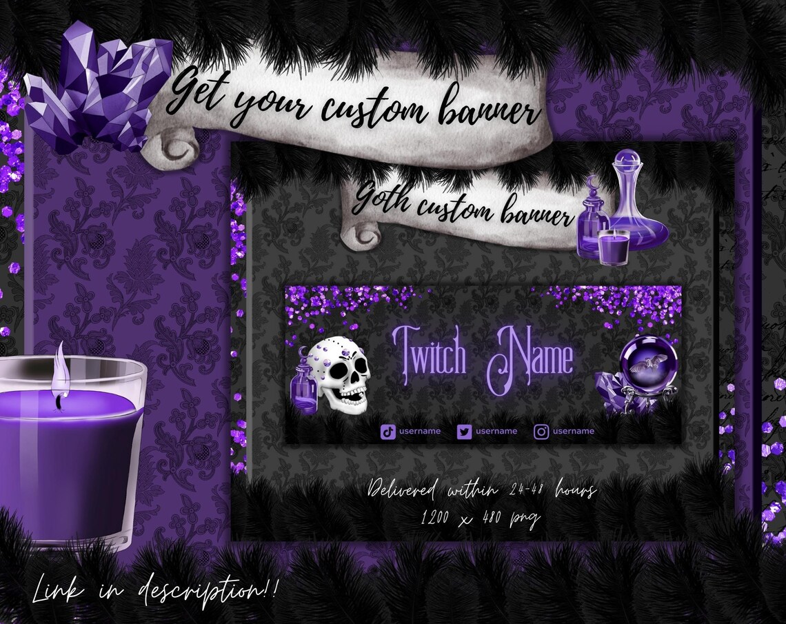 Purple Goth Twitch Panels. Skull Stream Panels. Vampire Twitch Widgets ...