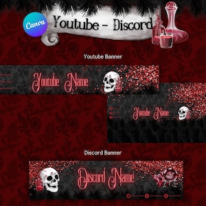 Gothic Skull Twitch and Twitter Banner. Vampire Custom Twitch Profile ...