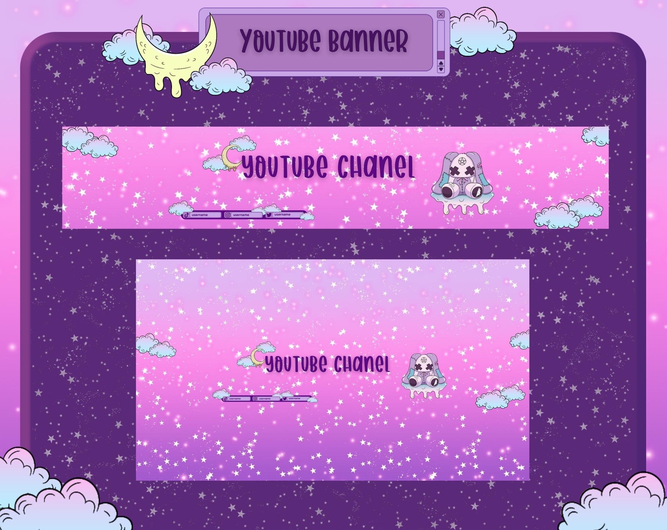 Purple Goth Banner for Twitter, Youtube and Twitch. Custom Banner for ...