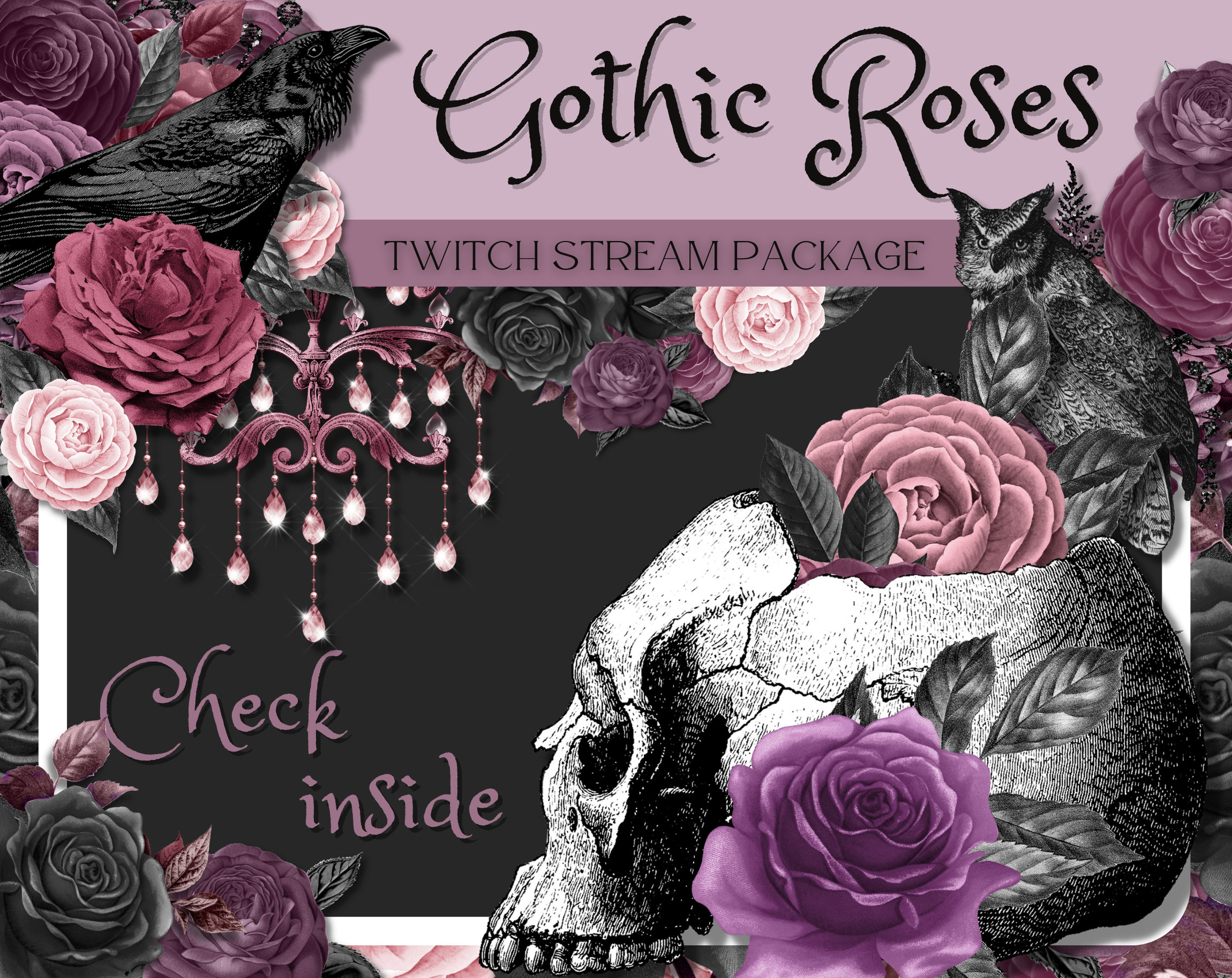 Goth Twitch Overlay Package, Horror Stream Overlay, Gothic Stream ...