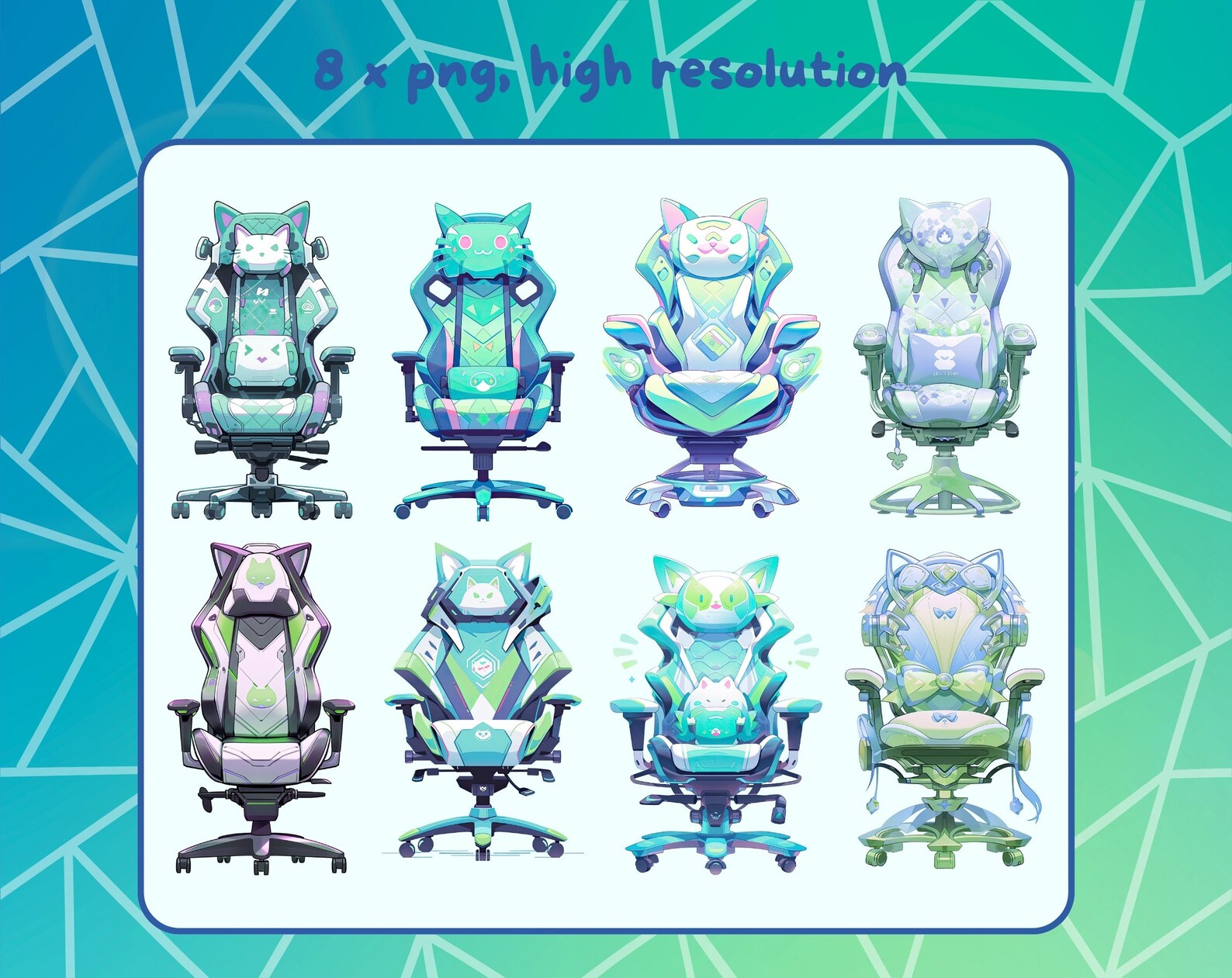 Green Vtuber Gaming Chair. Pngtuber Asset, Cute Cat Chair for Twitch ...