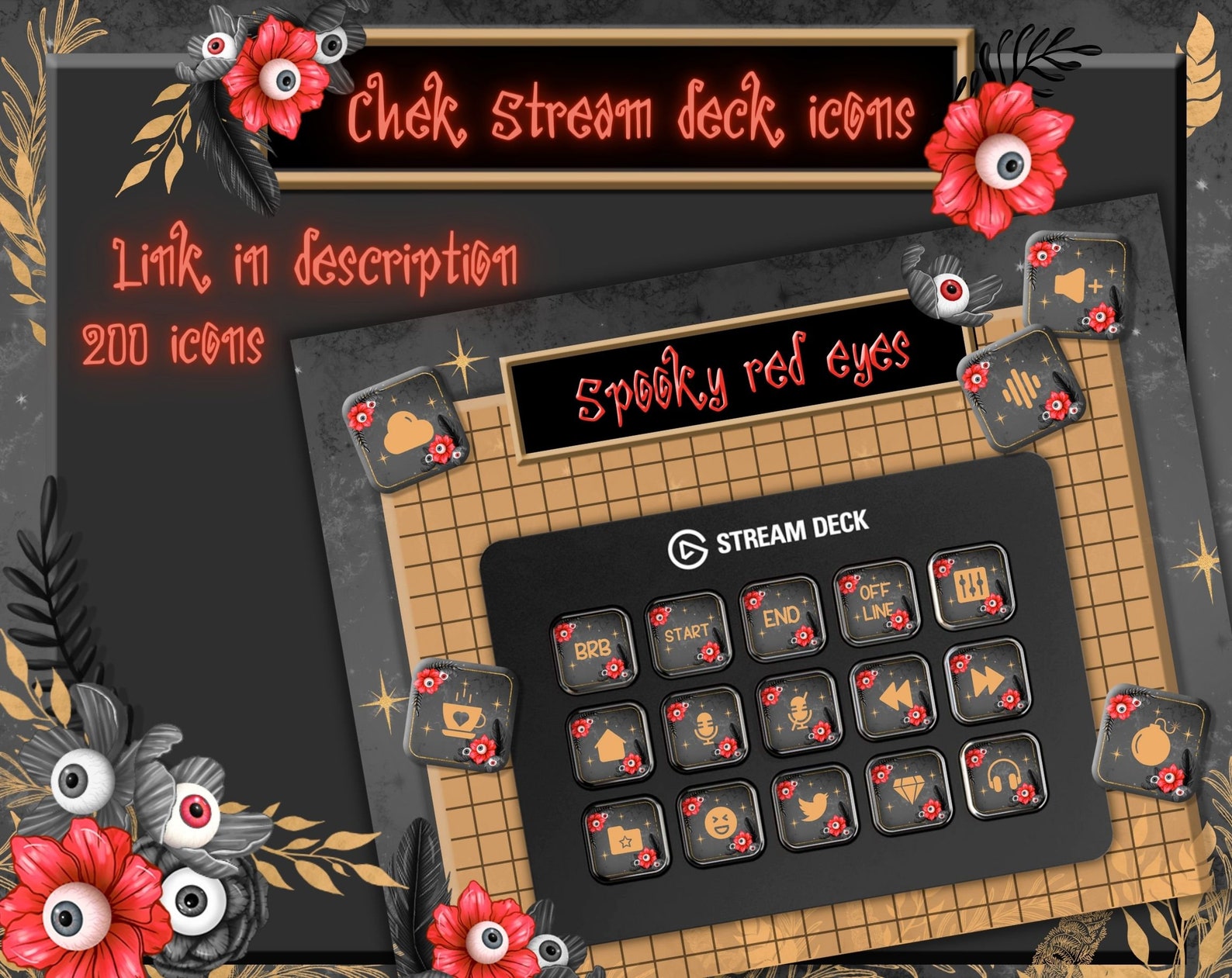 Spooky Twitch Overlay Package Creepy Stream Package Black & - Etsy