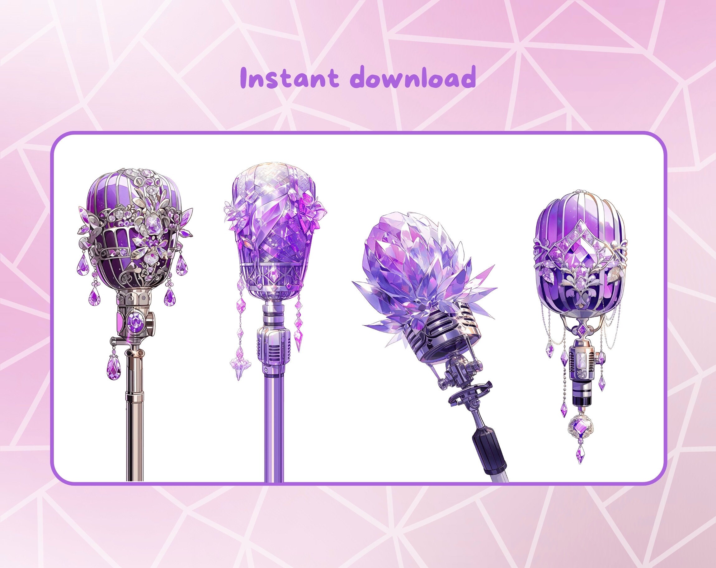 Vtuber Purple Crystal Microphones. Pngtuber Fantasy Asset, Diamond Mic ...