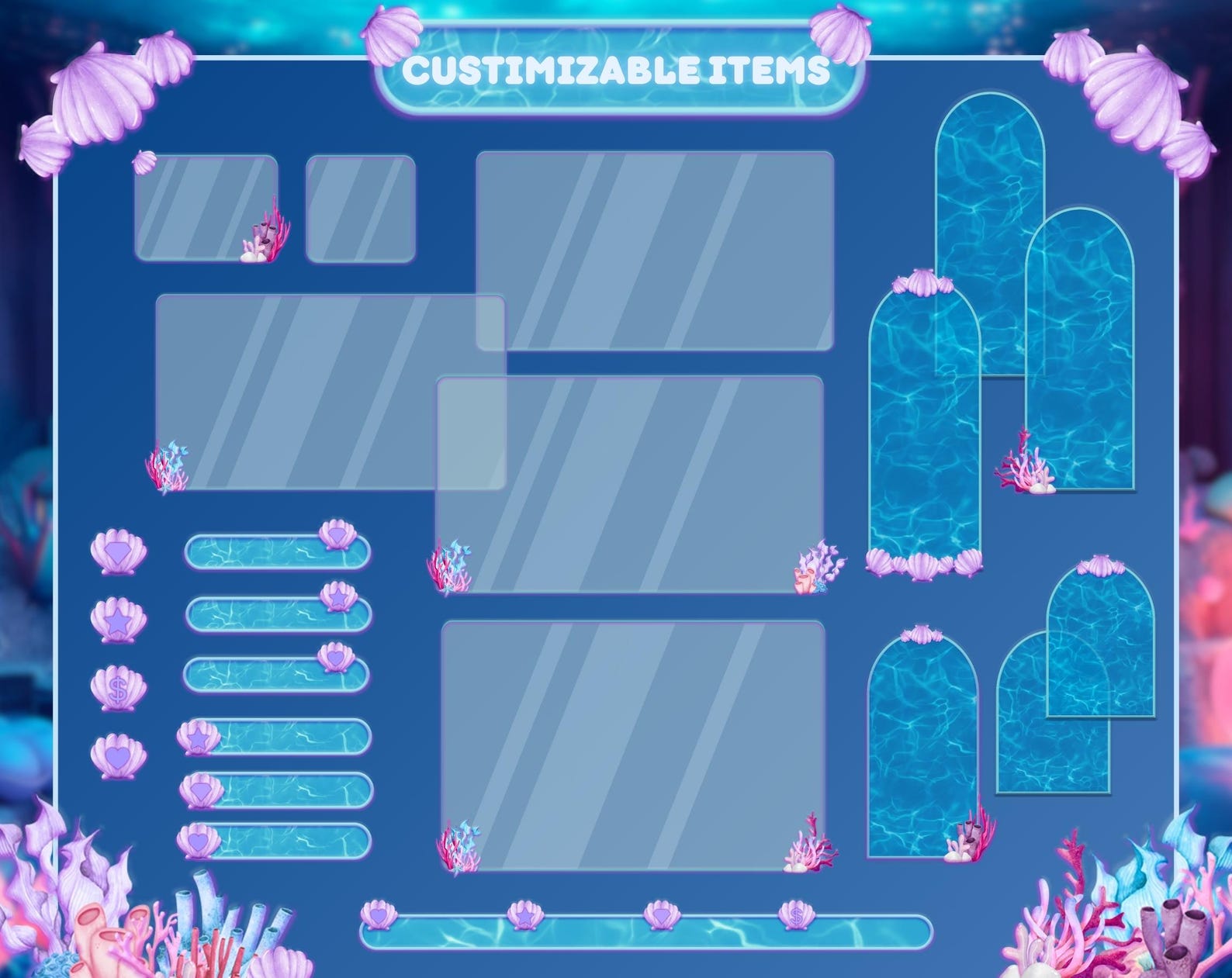 Underwater Twitch Overlay Pack – Animated Ocean Stream Package for ...