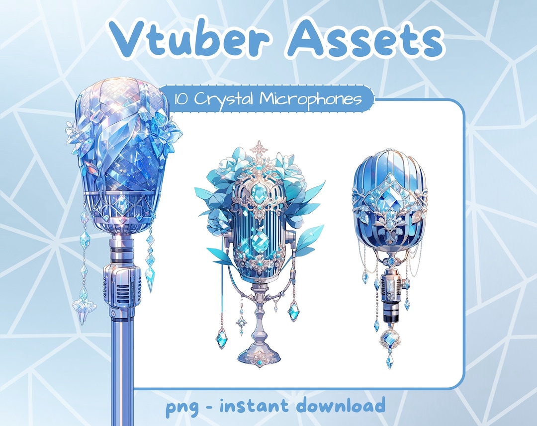 Vtuber Crystal Microphones. Pngtuber Fantasy Asset, Diamond Blue Mic ...