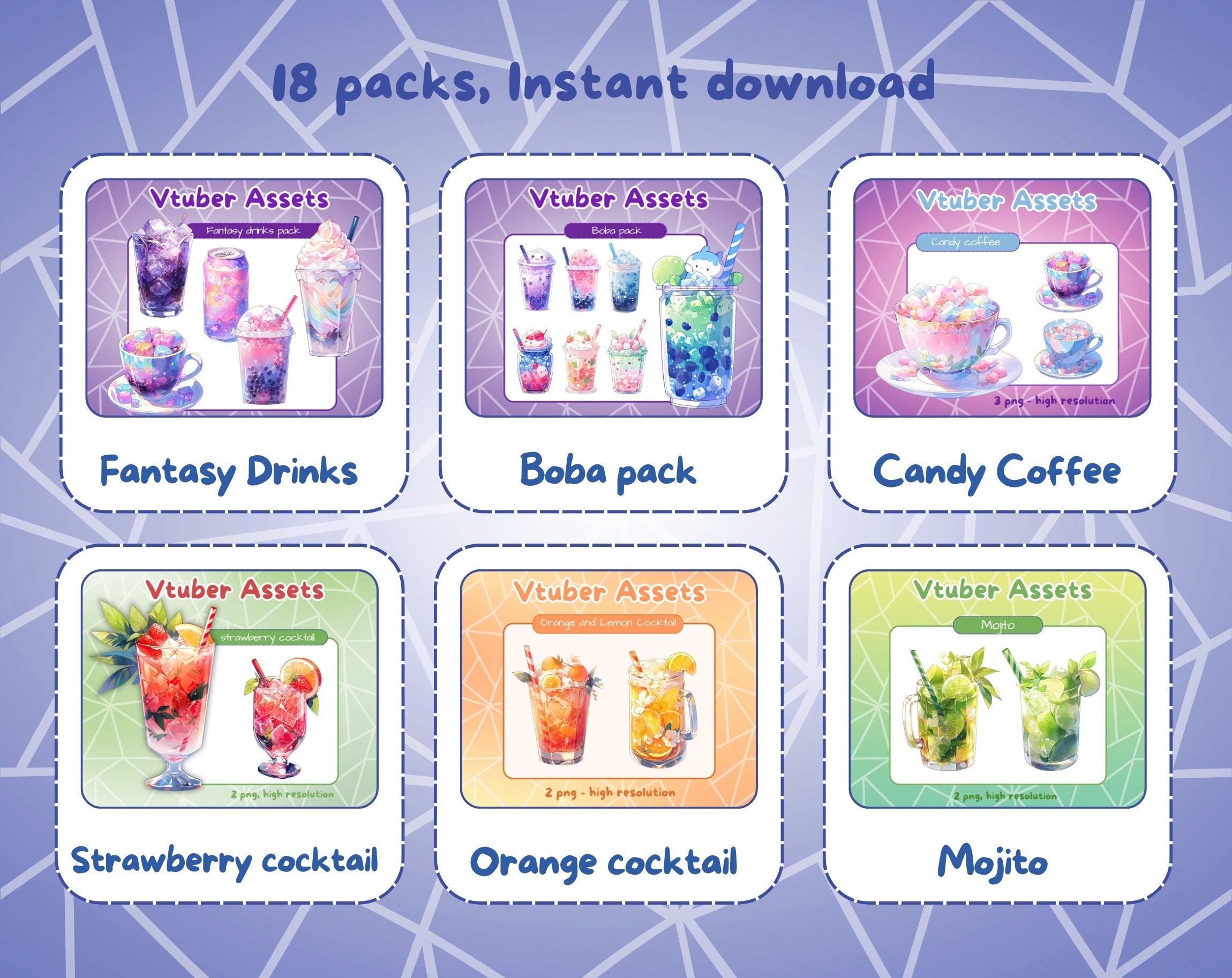 Vtuber Premium Drink Pack. Beverage Bundle: Muffin Shakes, Cocktails ...