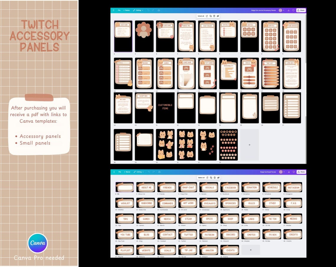 Cozy Cat Twitch Panels Info. Kawaii Bio Panels. Cute Stream Panels ...