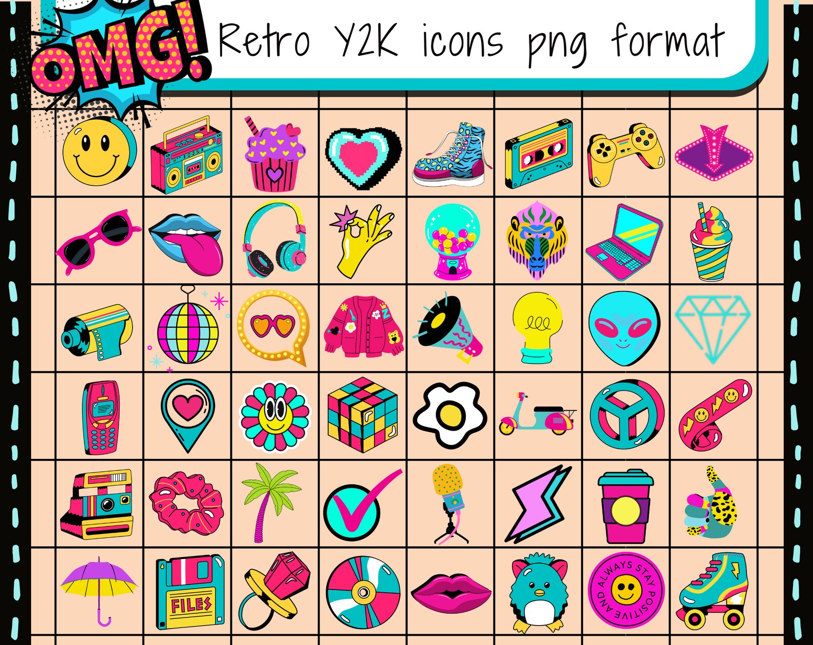 Y2K Instagram Story Stickers. 90s Story Stickers. Planner - Etsy