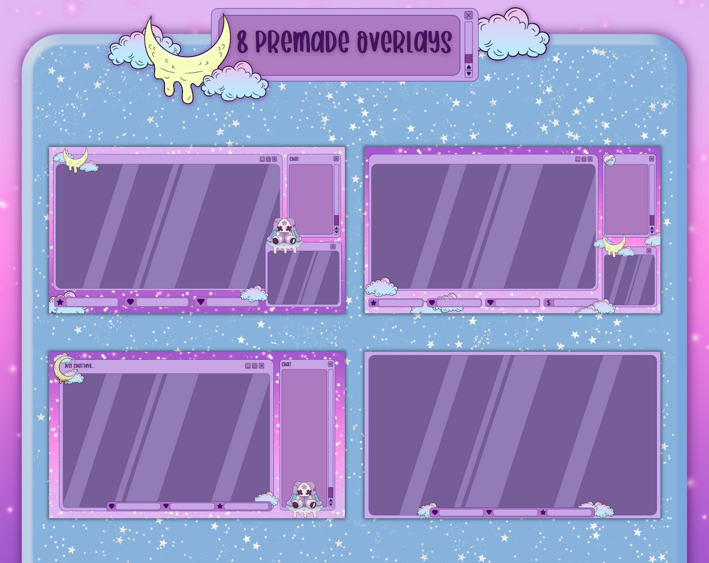 Purple Goth Twitch Overlay Package. Spooky Moon Stream Overlay Bundle ...