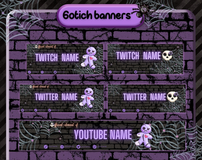 Goth Twitch, Twitter and Youtube Banner. Custom Profile Banner for ...