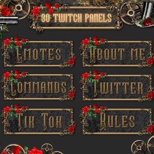 Steampunk Twitch Overlay, Vintage Twitch Pack With Red Roses. - Etsy