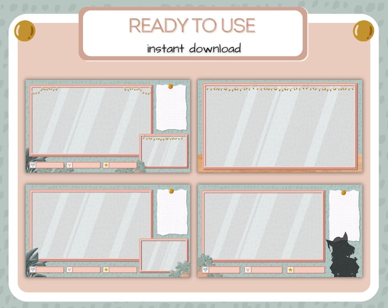 Lofi Twitch Overlay Cozy Stream Package. Just Chatting Cute - Etsy