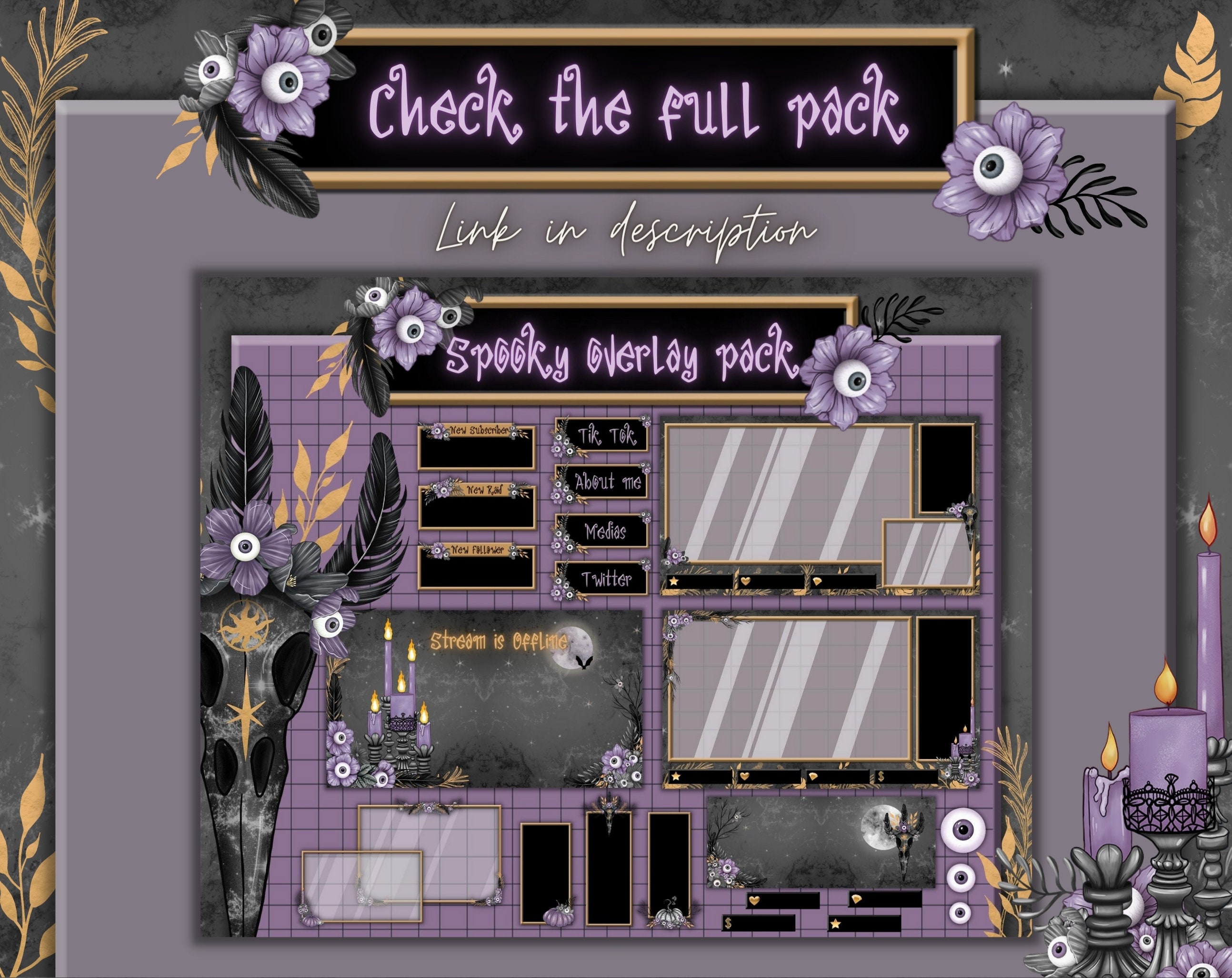 Purple Goth Twitch Banner. Custom Twitch Banner Gothic. - Etsy