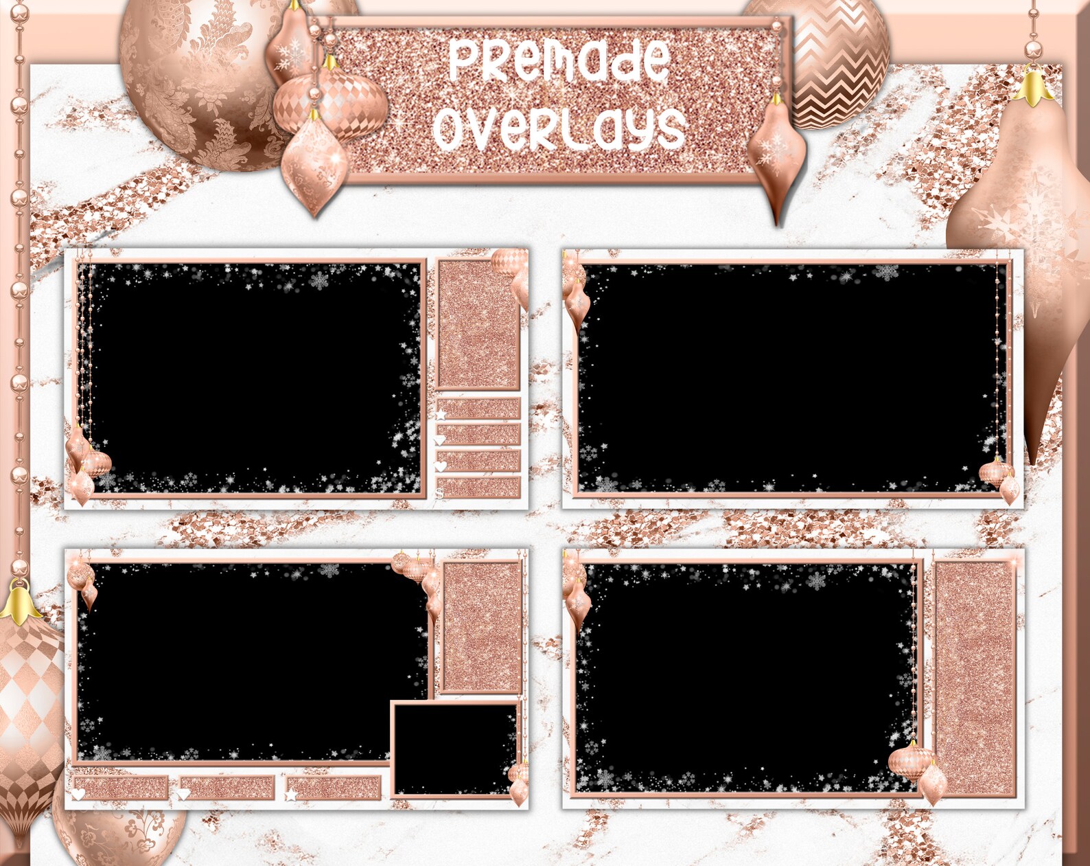 Fancy Twitch Overlay Pack. Rose Gold Stream Overlay. Sparkle - Etsy