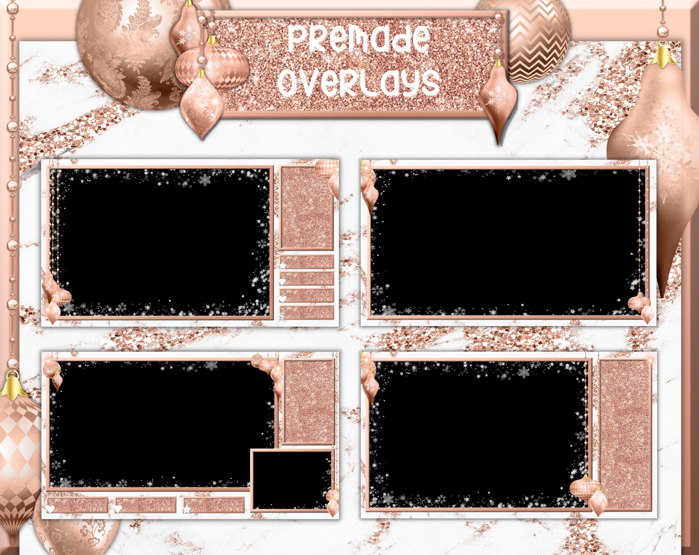 Fancy Twitch Overlay Pack. Rose Gold Stream Overlay. Sparkle - Etsy