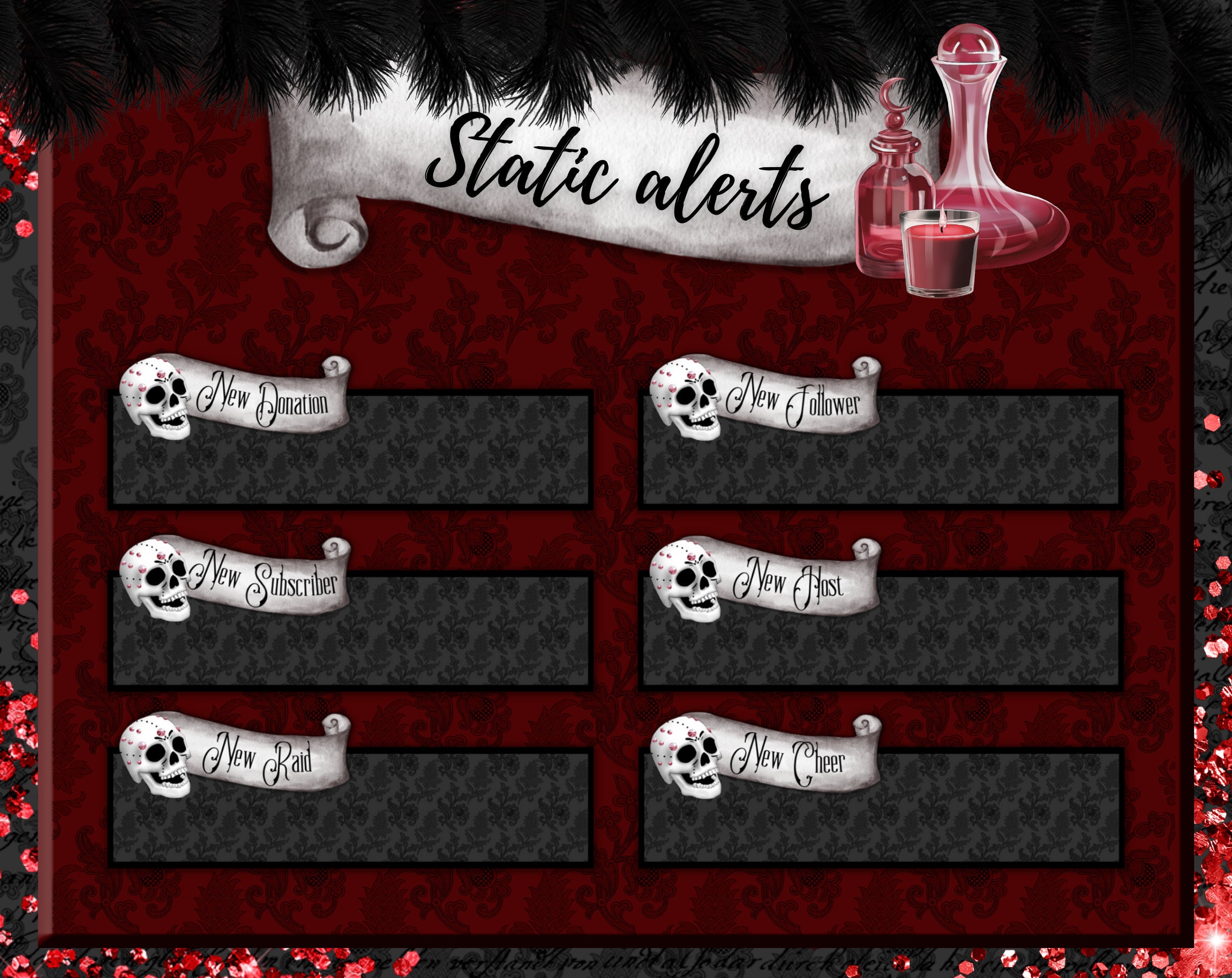 Red Witch Twitch Overlay Pack Goth Vampire Stream Overlay. - Etsy UK