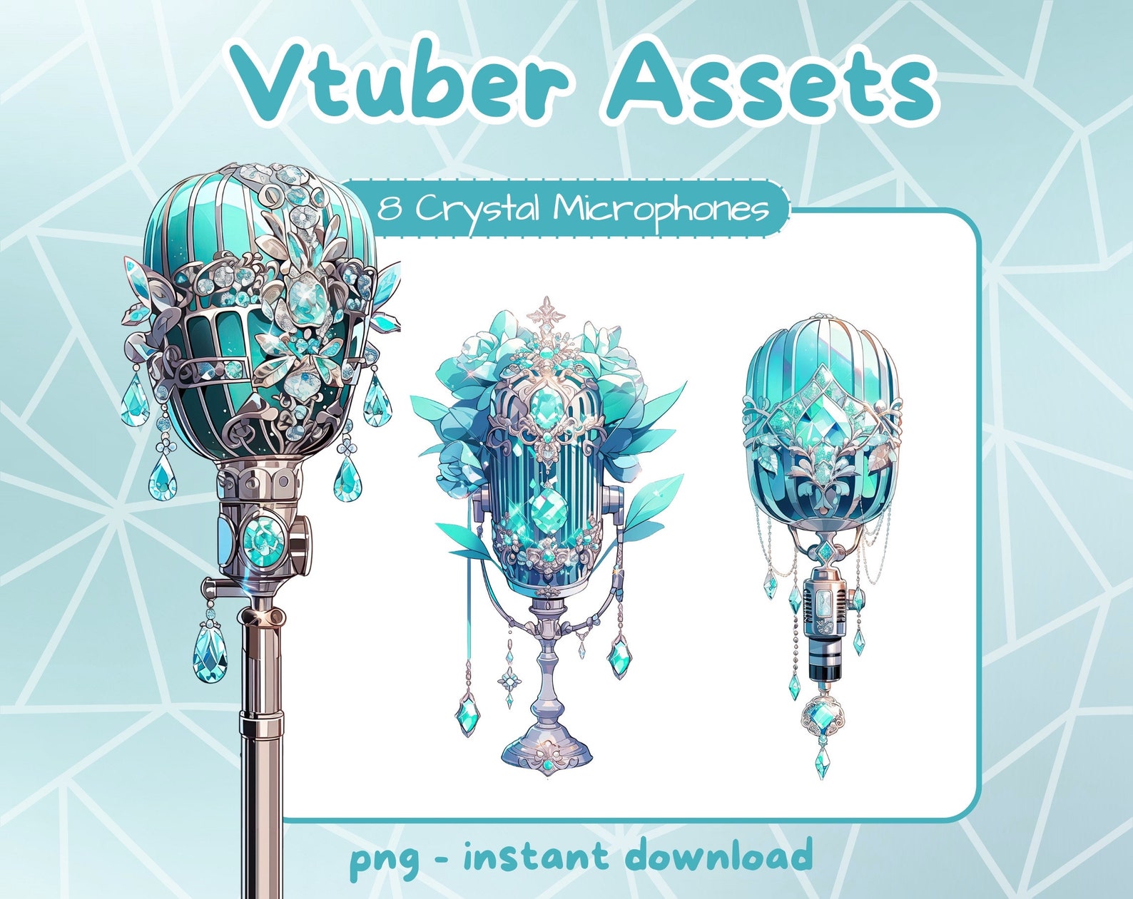 Vtuber Crystal Microphones. Pngtuber Fantasy Asset, Turquoise Mic for ...
