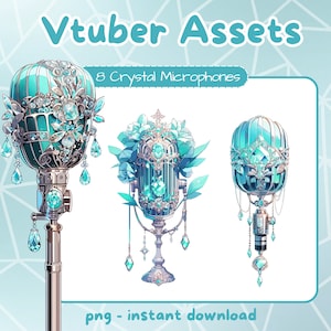 Vtuber Crystal Microphones. Pngtuber Fantasy Asset, Turquoise Mic for ...