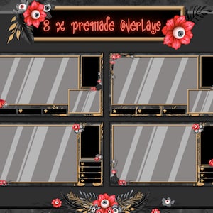 Spooky Twitch Overlay Package, Creepy Stream Package Black & Red ...