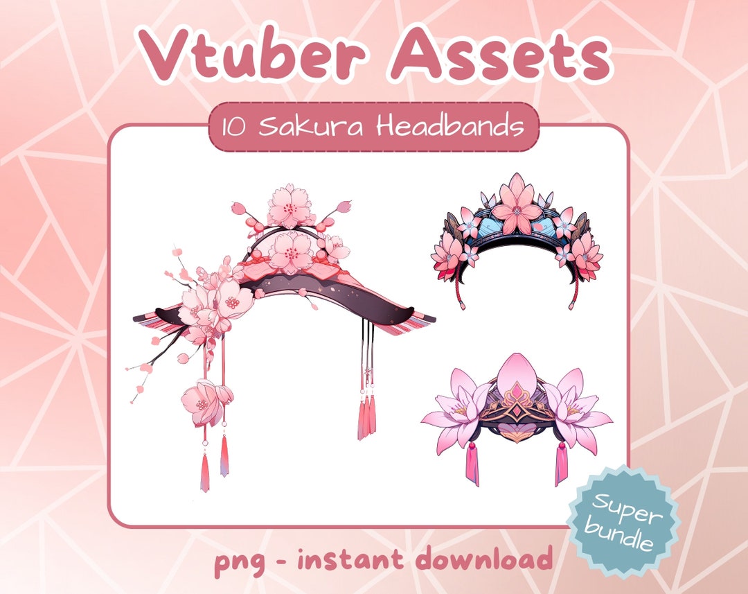 Vtuber Cherry Blossom Headbands. Pngtuber Sakura Asset for Twitch. Vtuber Items. - Etsy