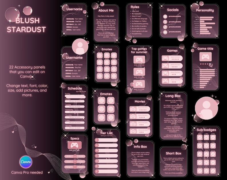 Cute Twitch Panels, Twitch Stream Panels, Vtuber Twitch Panels, Pink ...
