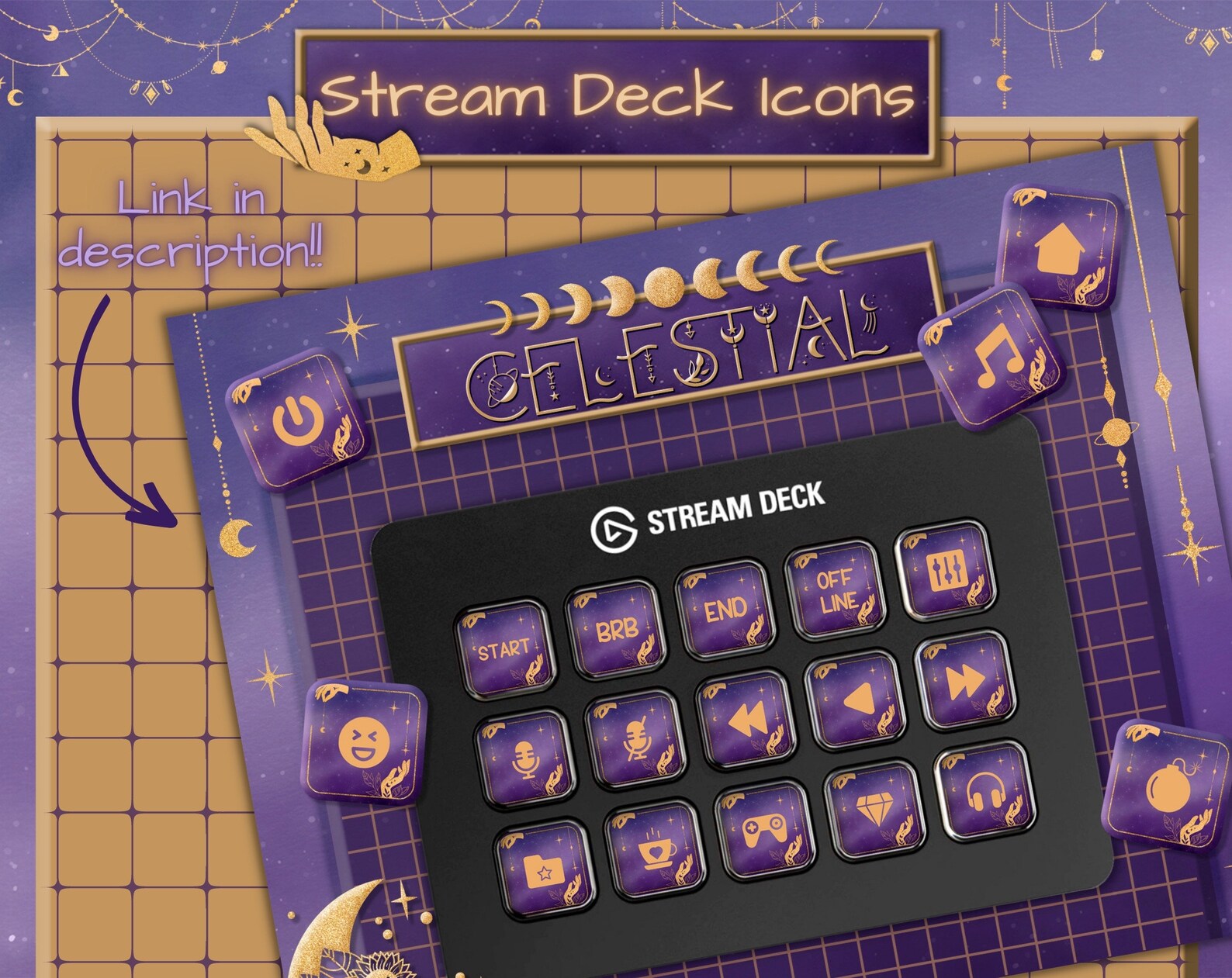 Celestial Twitter and Twitch Banner. Personalized Stream Banner With Gold Details. - Etsy